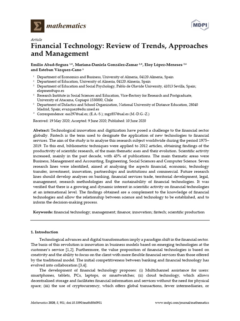 Financial Technology Review of Trends Approaches A | PDF | Data ...