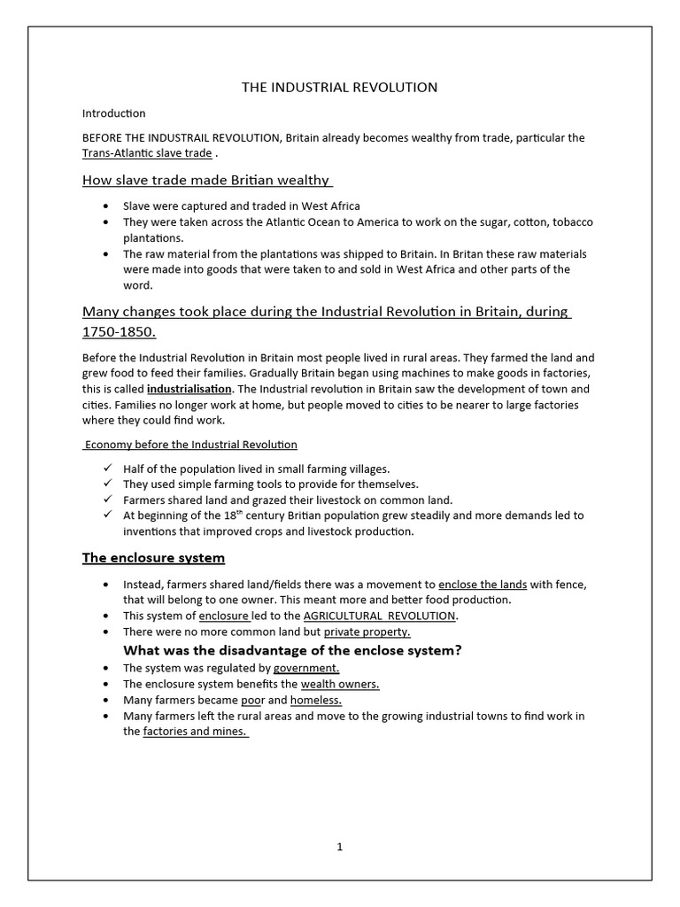 The Industrial Revolution Class Notes | PDF | Industrial Revolution ...