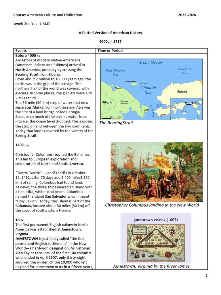 1st Course American Civ 2024 | PDF | United States Declaration Of ...