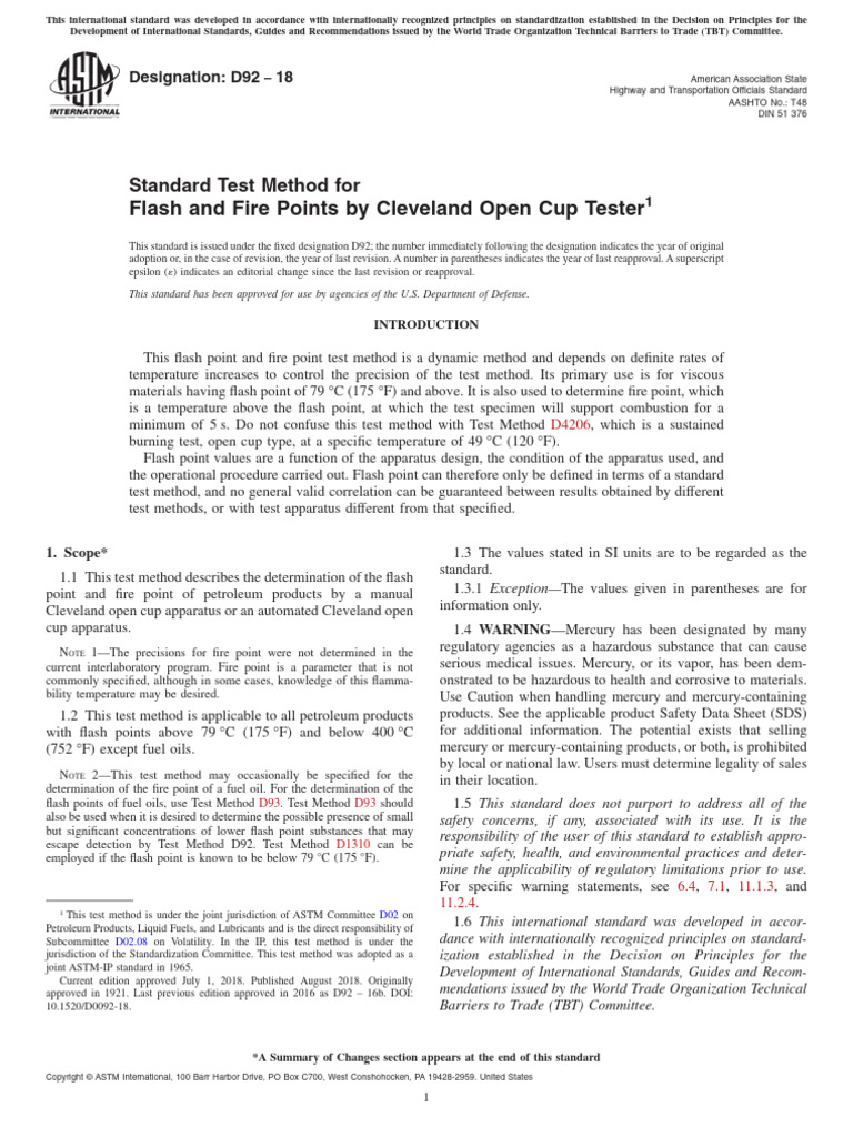 Astm D92-18 | PDF | Scientific Phenomena | Combustion