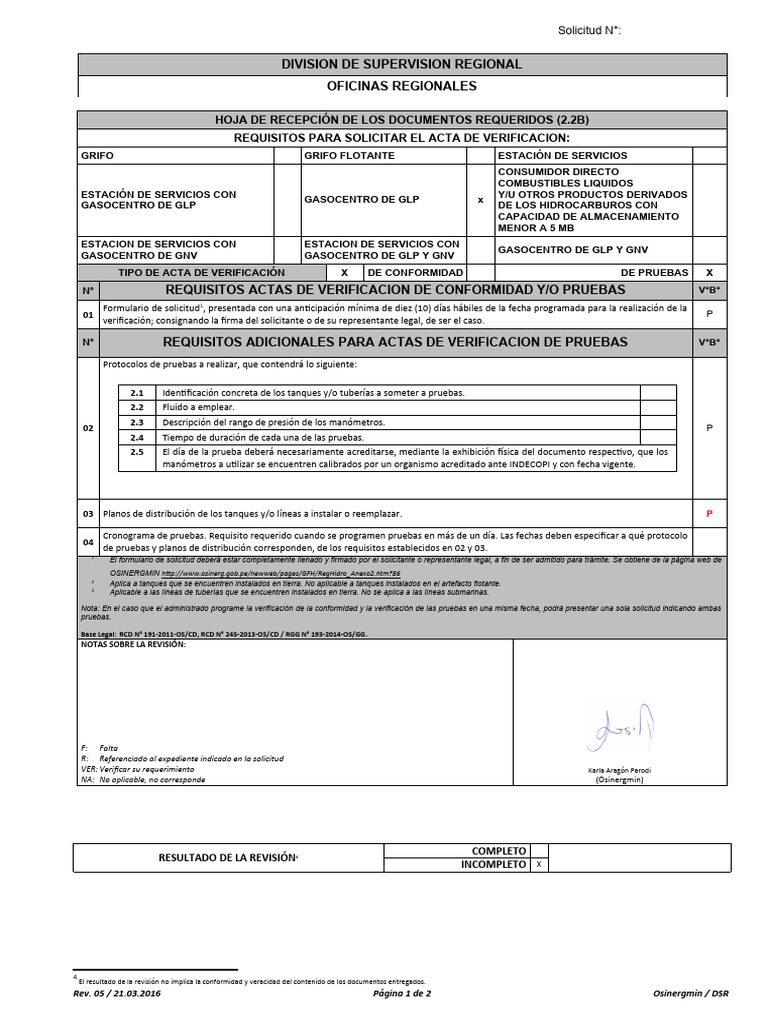 2.2B HOJA ACTAS DE PRUEBAS Y DE VERIFICACION-2016_ | PDF