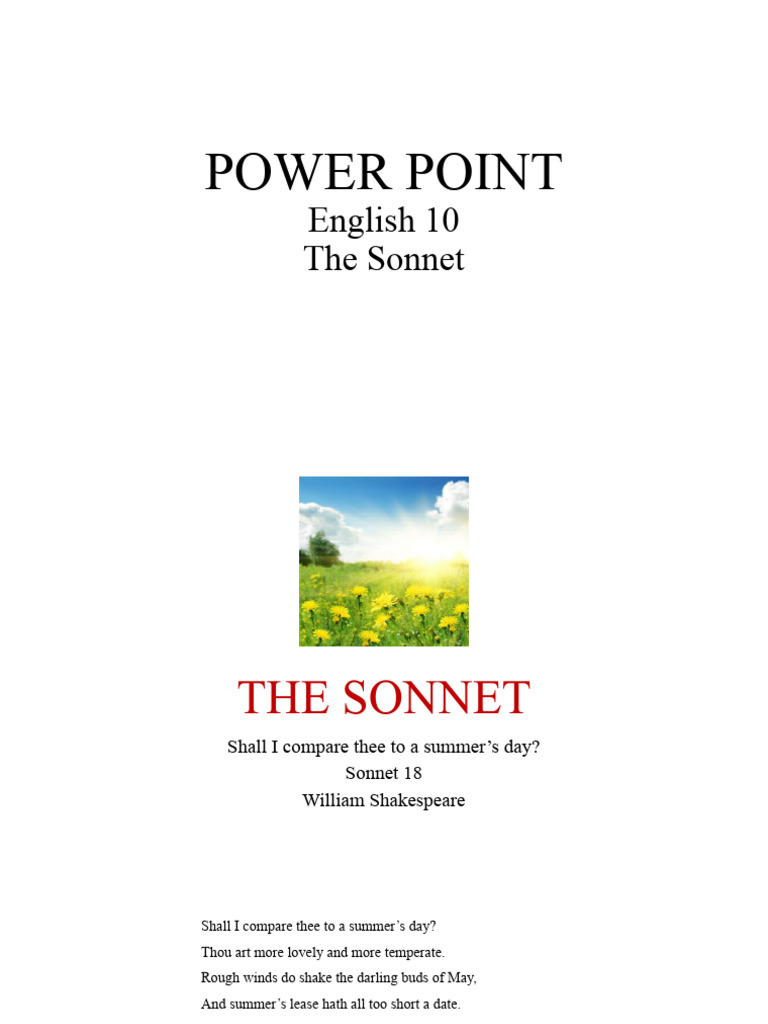 The Sonnet | PDF | Phonaesthetics | Literary Criticism