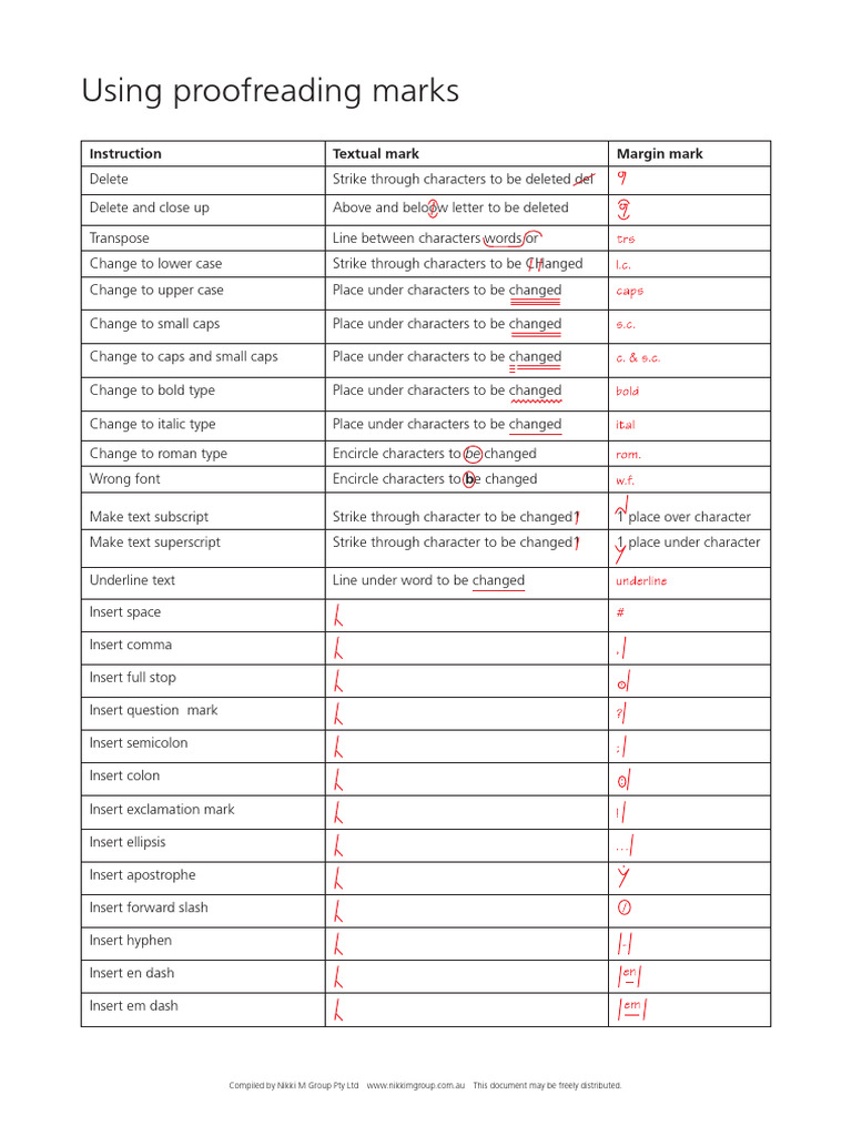 Using Proofreading Marks | PDF | Bracket | Quotation Mark