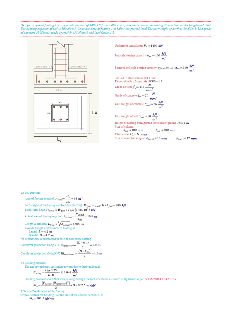 Isolated Concentric Footing Design | PDF | Mechanical Engineering | Structural Engineering