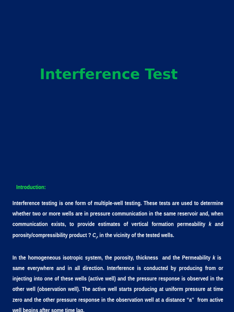 Interference Testing in Reservoirs | PDF | Petroleum Reservoir ...