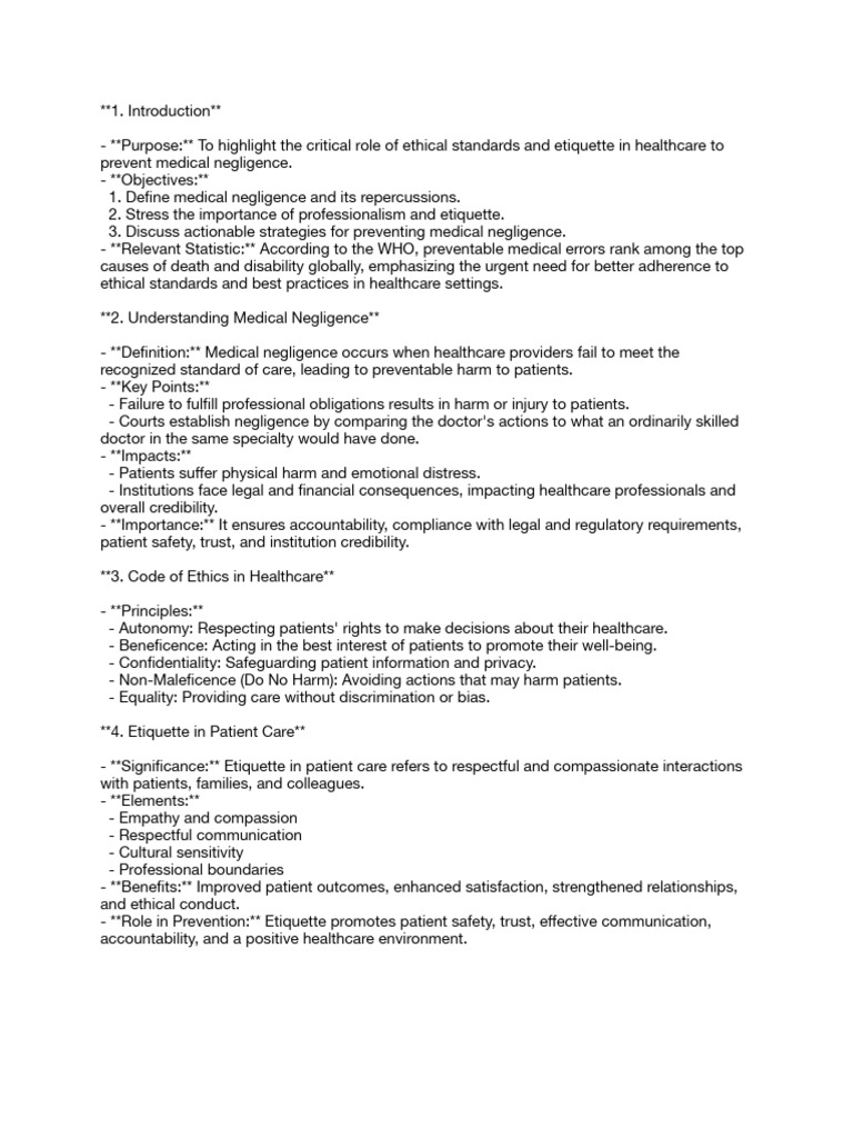 Medical Ethics Presentation Outline | PDF | Patient Safety | Health Care
