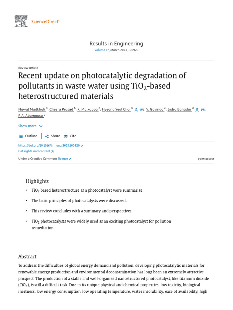Recent update on photocatalytic degradation of pollutants in waste ...