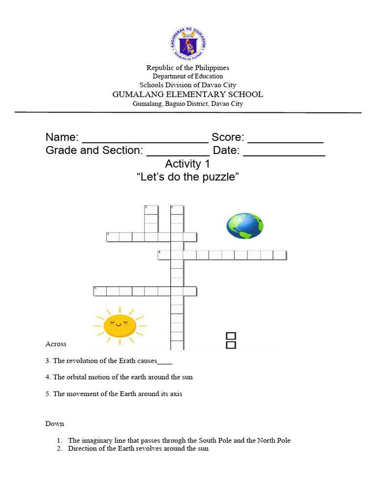 Activity Task Sim 20234-2024 | PDF | Rotation | Earth