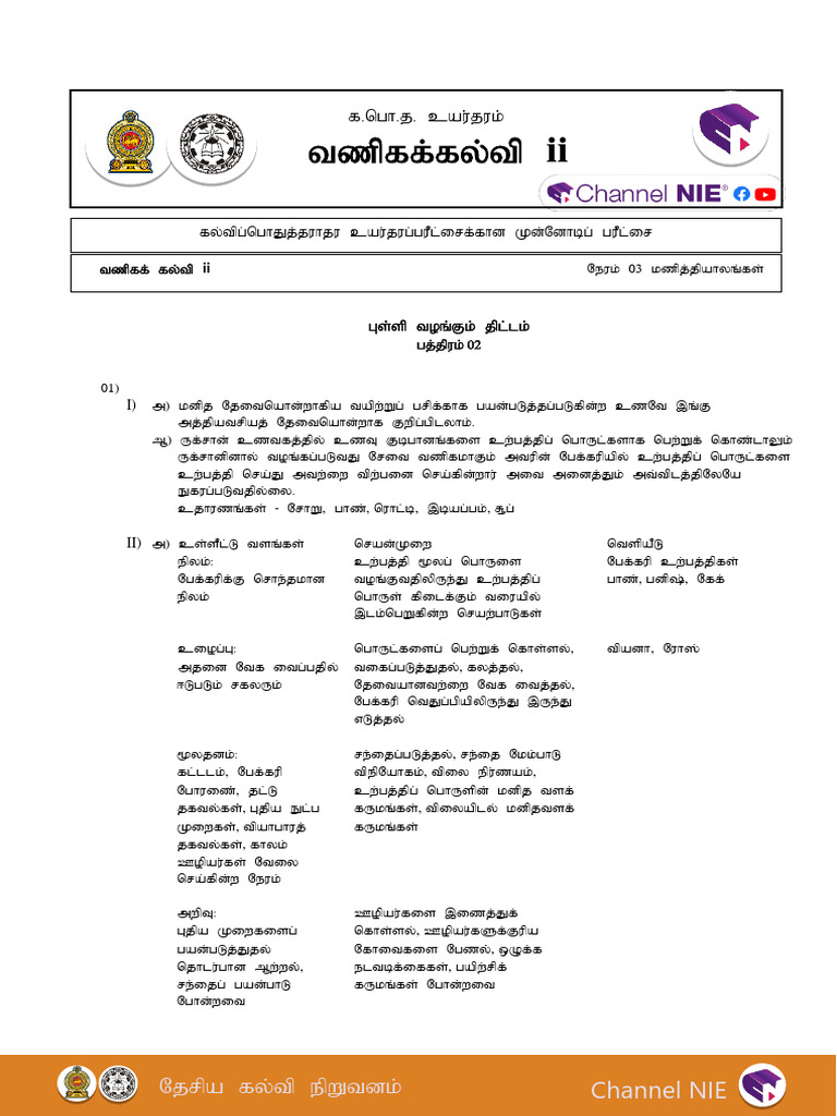Bussiness NIE - Paper 02 - Answers | PDF