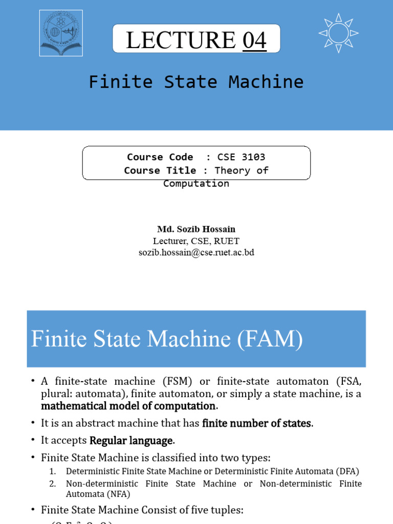 L05 - Finite State Machine | PDF | Applied Mathematics | Formal Methods