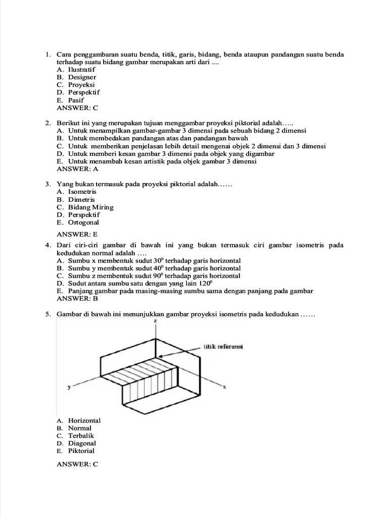 PDF Soal Gamtek Kelas X Proyeksi Piktorial - Compress | PDF