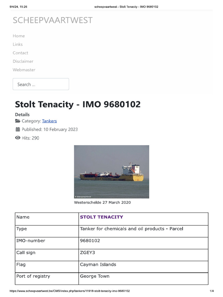 Stolt Tenacity | PDF