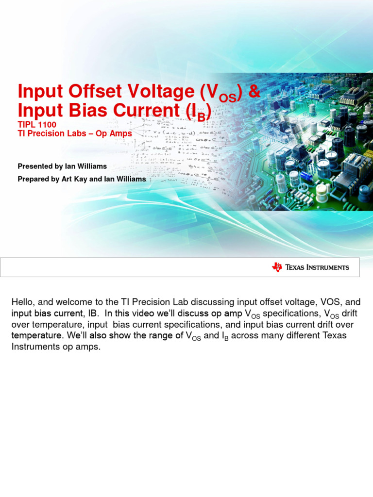 Opamps Offset Voltage Input Bias Specifications Presentation Quiz Pdf