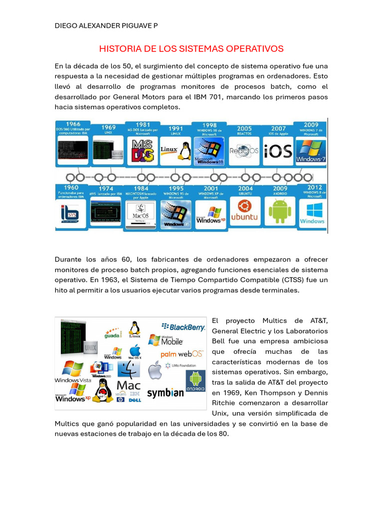 Evolución de los Sistemas Operativos | PDF | Microsoft Windows ...