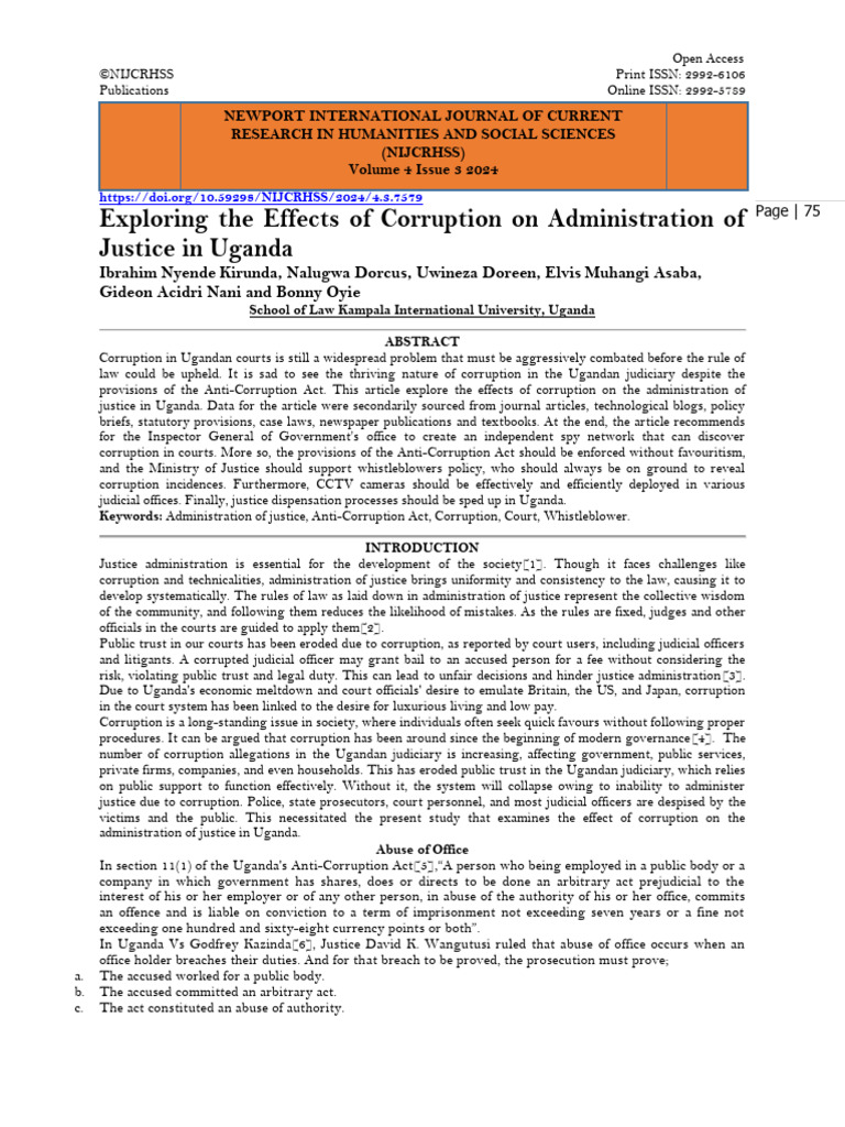 Exploring The Effects of Corruption On Administration of Justice in ...