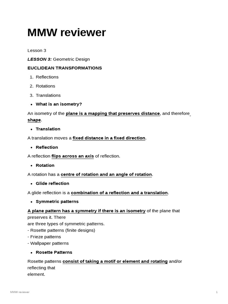 MMW-reviewer-Lesson-3 | PDF | Group (Mathematics) | Artistic Techniques