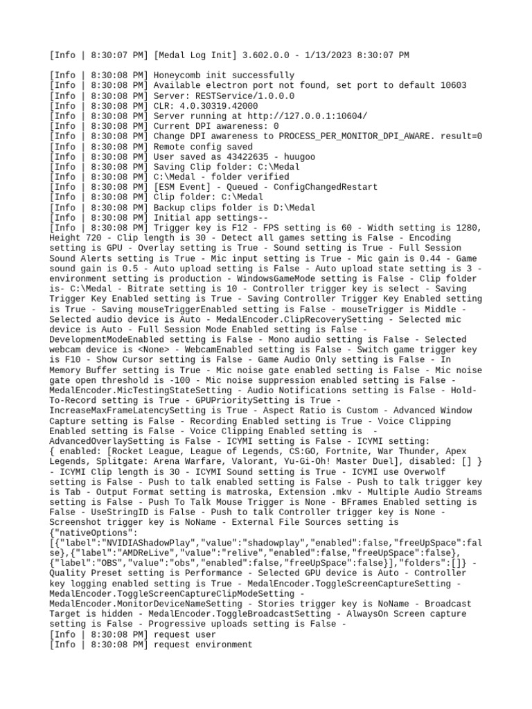 Medal App Configuration Log | PDF | Computing | Software