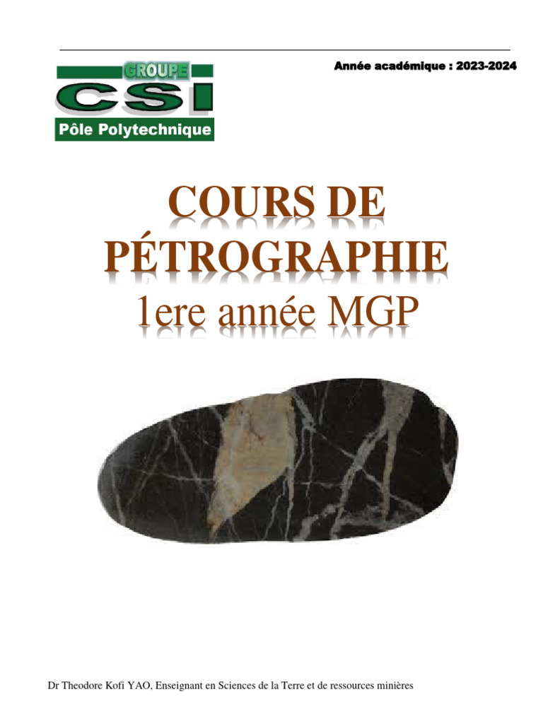 Cours de Pétrographie - 1ère année MGP | PDF | Granit | Roche magmatique