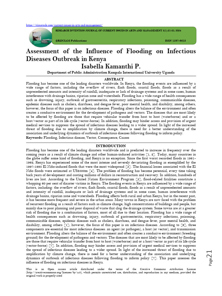 Assessment of The Influence of Flooding On Infectious | PDF | Flood | Surface Runoff