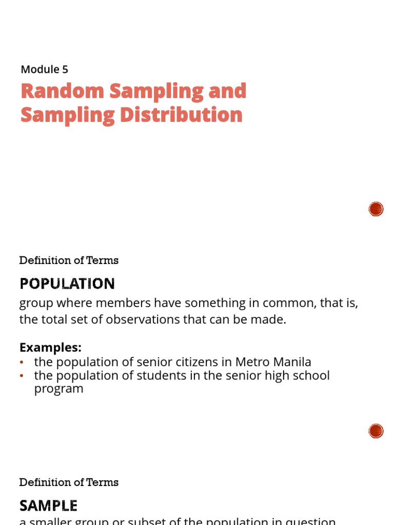 Module 5 Sampling Distributions | PDF | Probability Distribution | Sampling (Statistics)