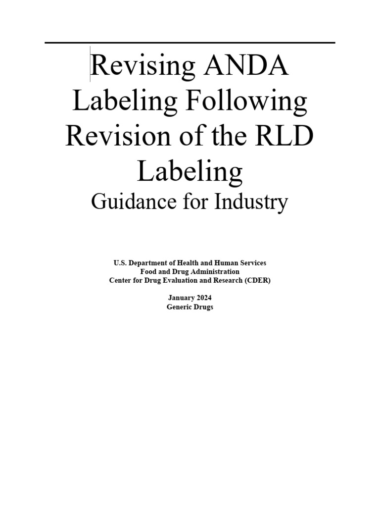 Revising ANDA Labeling Following Revision | PDF | Food And Drug ...