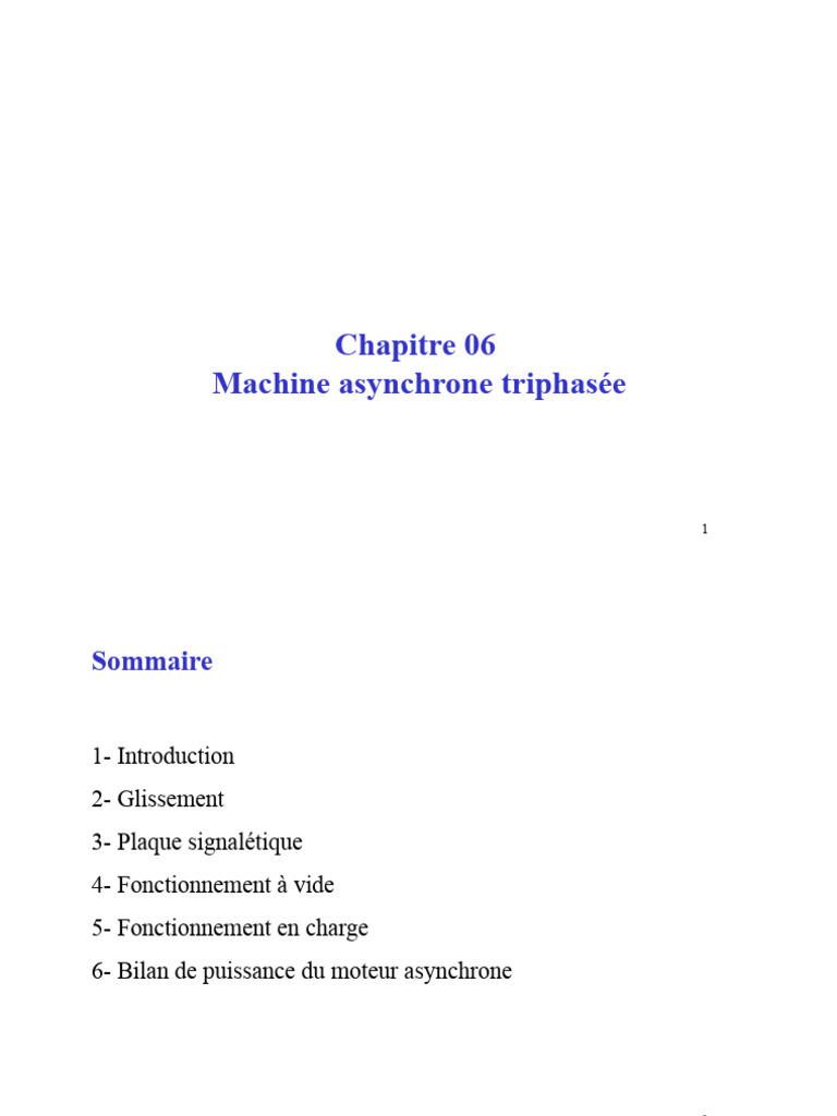 Moteur Asynchrone Triphasé : Fonctionnement et Caractéristiques | PDF ...