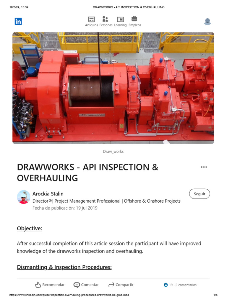 Drawworks - Api Inspection & Overhauling | PDF | Bearing (Mechanical) | Mechanical Engineering