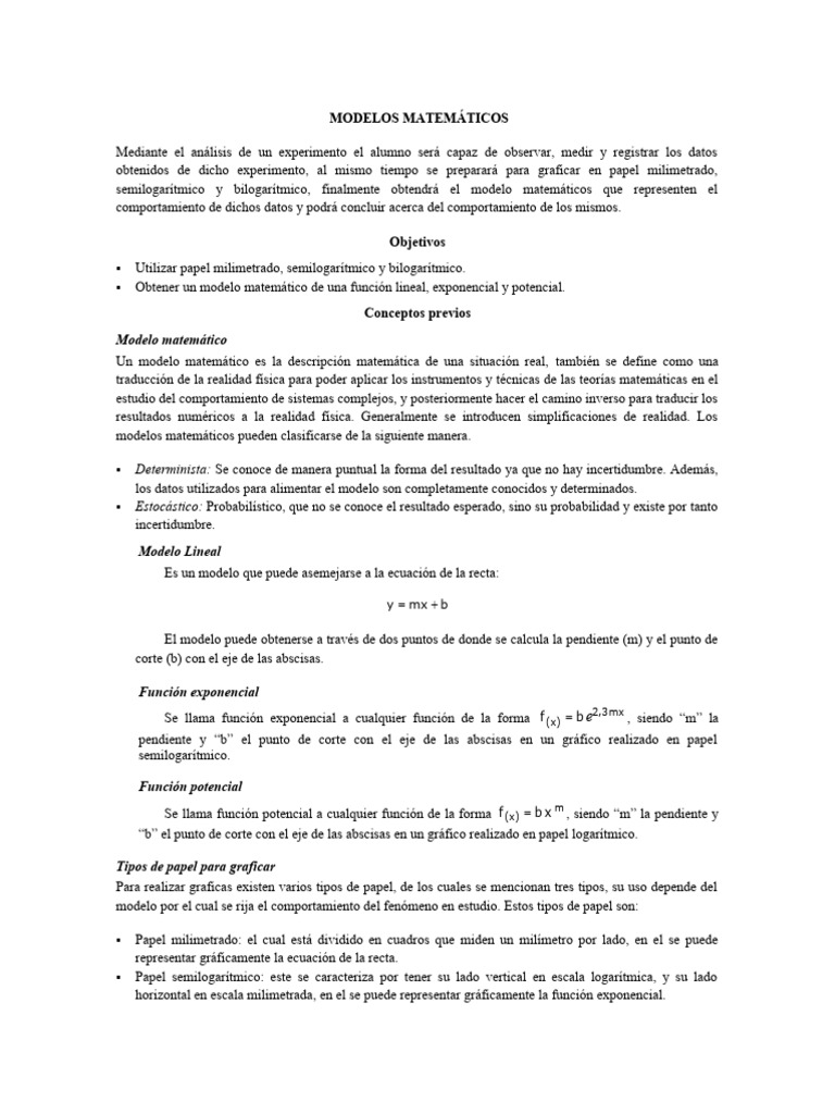 Modelos Matemáticos para Estudiantes | PDF | Modelo matemático | Pendiente