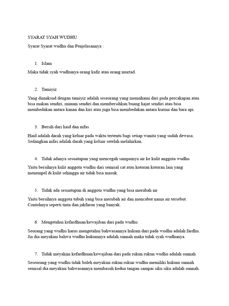 Sarat Sah Wudhu | PDF
