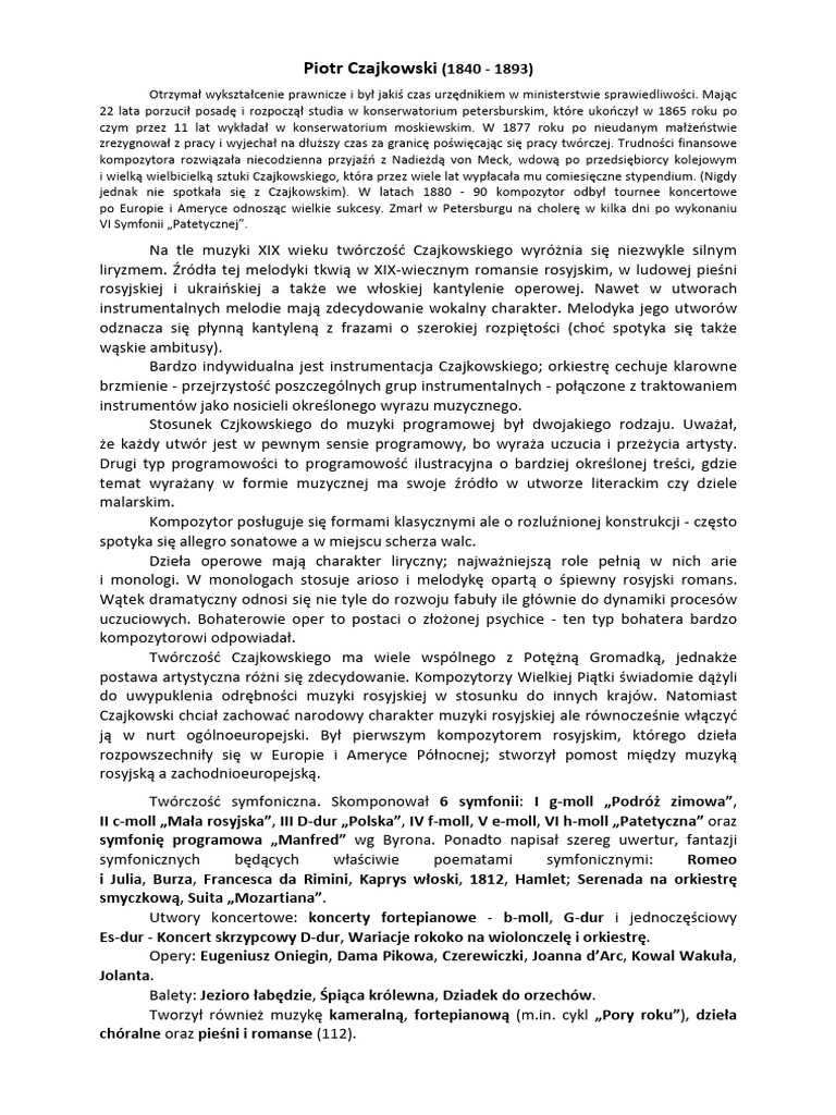 Czajkowski | PDF