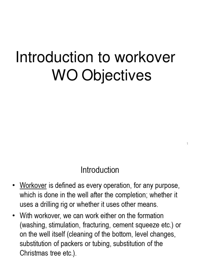 Introduction To Workover Objectives | PDF | Chemical Engineering ...