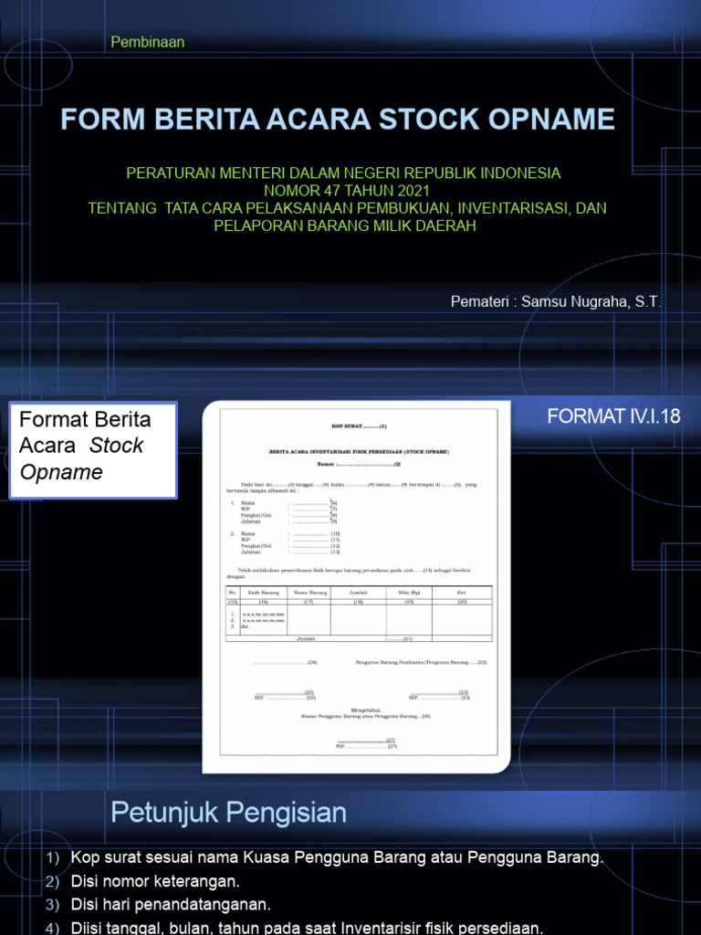 Form Berita Acara Stock Opname New | PDF | Bisnis | Pengelolaan Keuangan & Uang