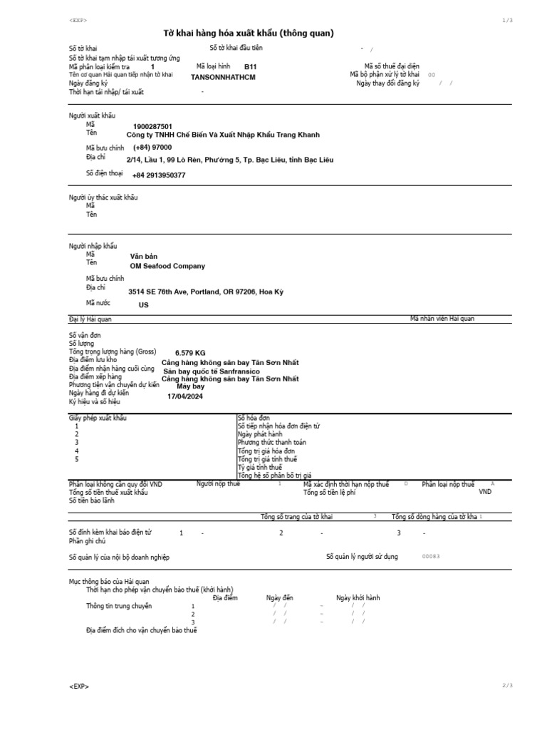 5.T Khai XK FCL Cho SV Tap Khai | PDF