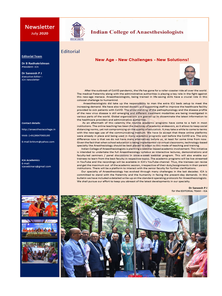 ICA Newsletter July 2020 | PDF | Anesthesia | Surgery
