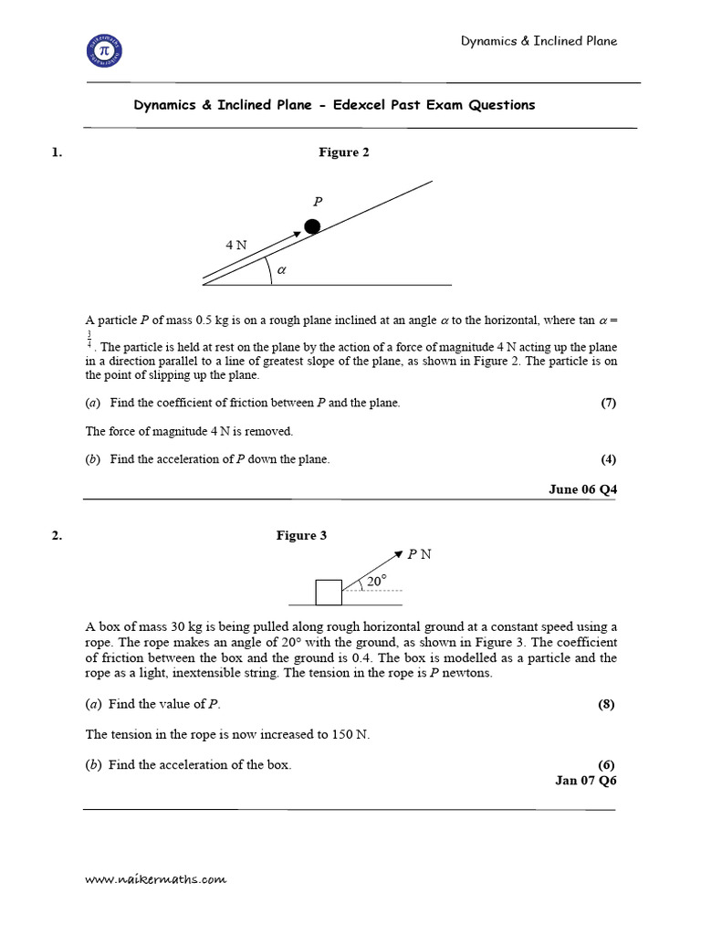 Dynamics Inclined Planes | PDF | Force | Mass