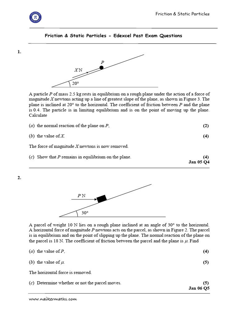 Friction in Static Particle Equilibrium | PDF | Force | Friction