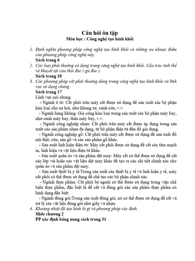 Cau Hoi On Tap CN KHOI | PDF