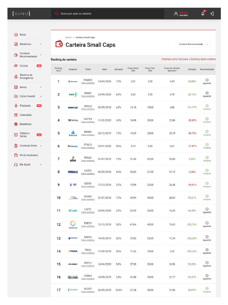 Carteira Small Caps | PDF
