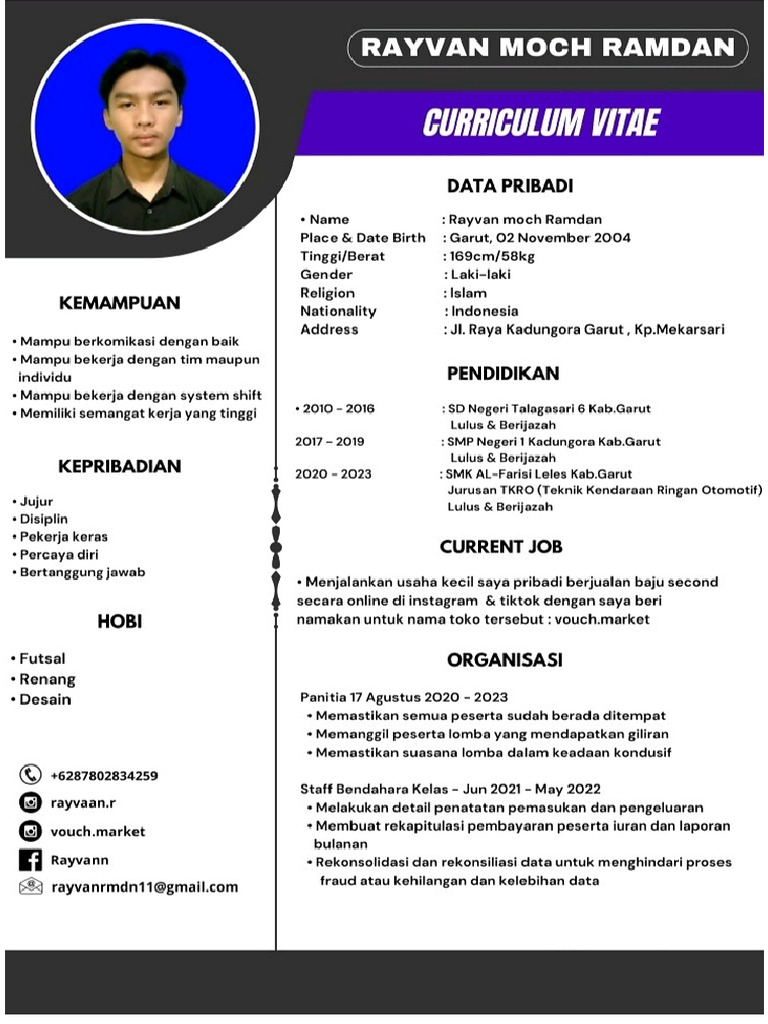 Curriculum Vitae - Rayvan Moch Ramdan | PDF