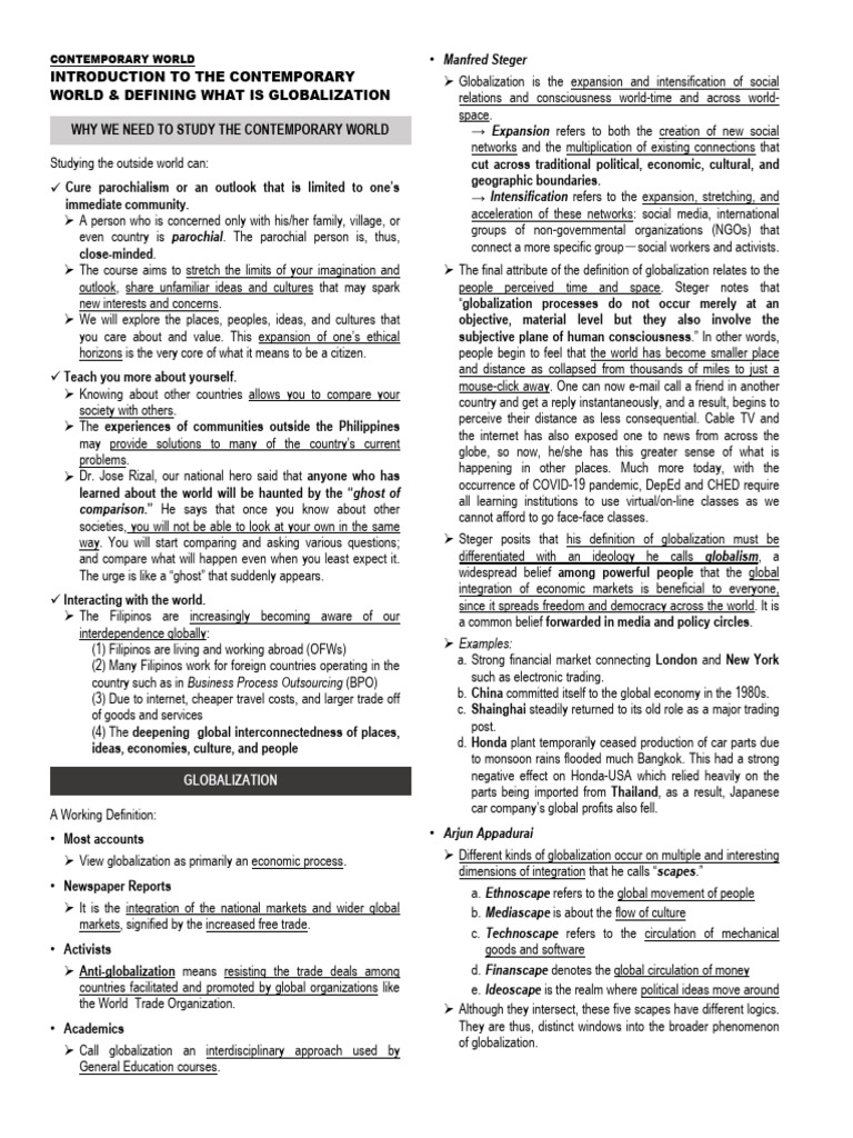 Introduction To The Contemporary World | PDF | Globalization | Economies