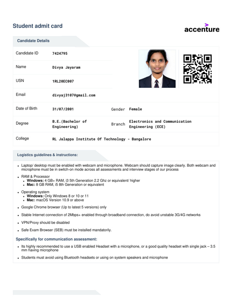Student Admit Card and Guidelines | PDF | Privacy | Employment