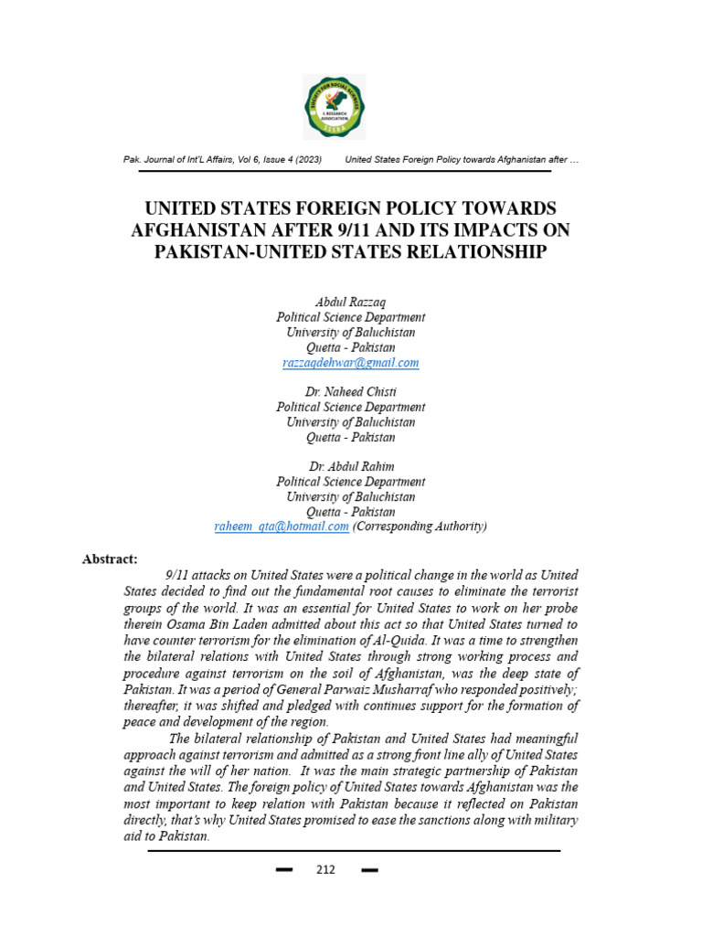 US Foreign Policy Impact on Pakistan-Afghanistan | PDF | Pakistan | War ...