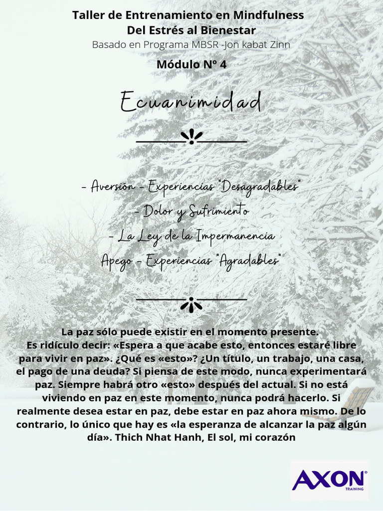 Material-Taller Mindfulness - Modulo No 4 - Ecuanimidad - 1700620275 | PDF | Experiencia ...