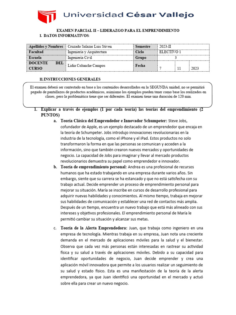 Parcial Ii - Liderazgo para El Emprendimiento | PDF | Iniciativa ... Parcial Ii - Liderazgo para El Emprendimiento | PDF | Iniciativa ...