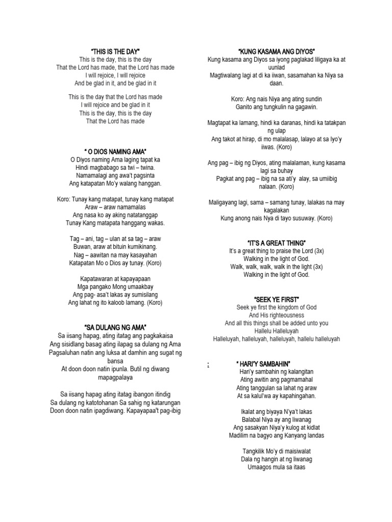 Liturgy Song List | PDF