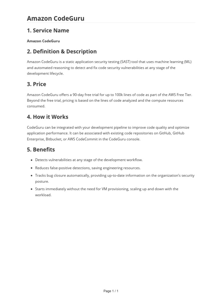 Amazon CodeGuru | PDF