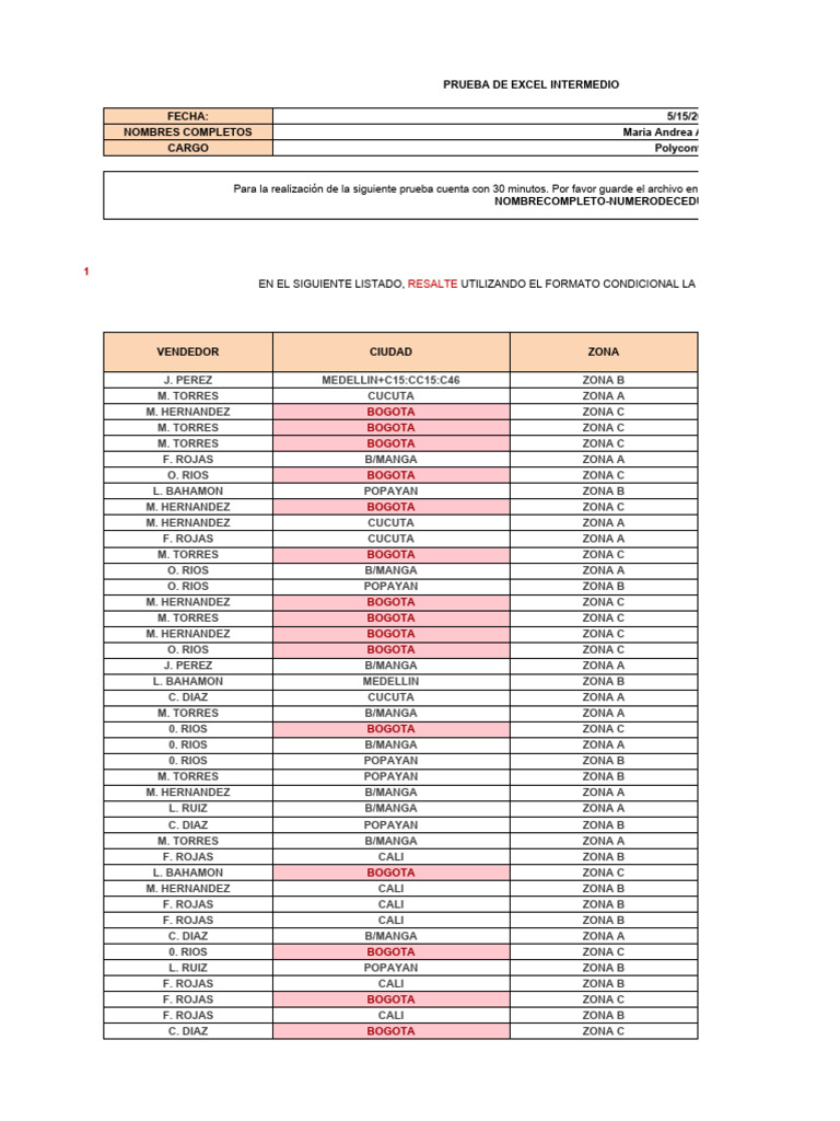 Prueba de Excel Intermedio. | Descargar gratis PDF | Factura | Mercado (economía)