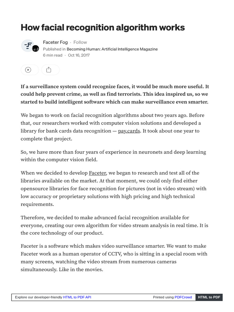 Becominghuman Ai How Facial Recognition Algorithm Works 1c08 | PDF ...
