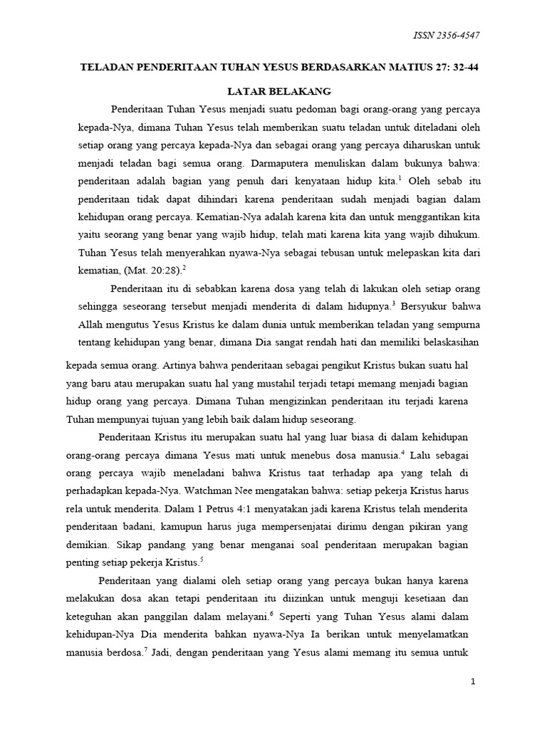 Teladan Penderitaan Yesus: Matius 27:32-44 | PDF