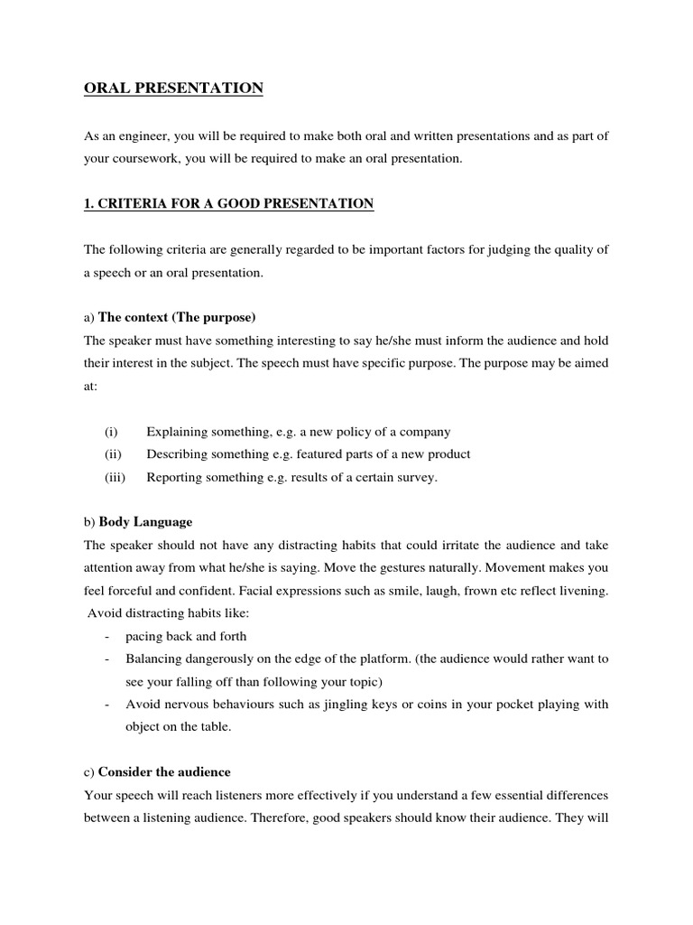 Oral Presentation PDF | PDF | Question | Public Speaking